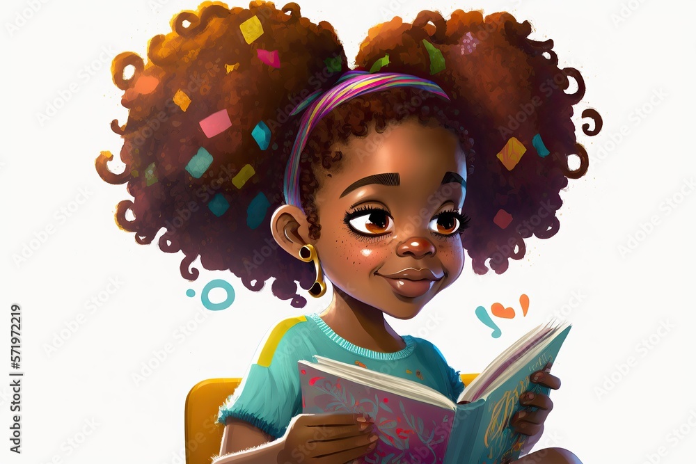 smiling African American with open book ,back to school , digital ...