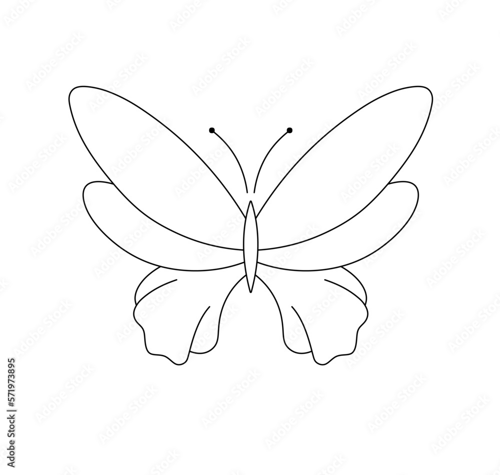 Vector isolated one single beautiful butterfly symmetrical wings ...