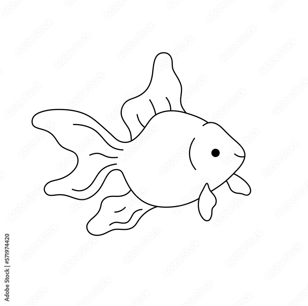 Vecteur Stock Vector isolated one single cute swimming floating golden ...