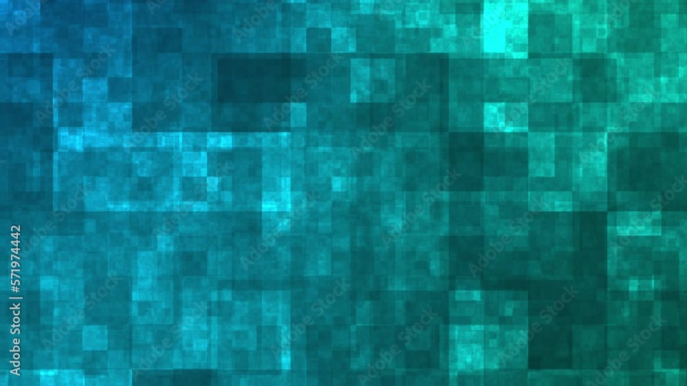 Animated background of spinning and blinking green square mosaic tiles ...