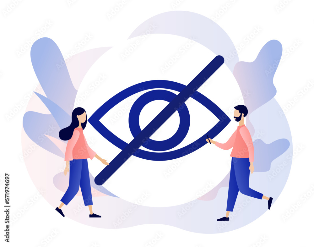 Sensitive content concept. Eye crossed sign. Explicit content in social ...