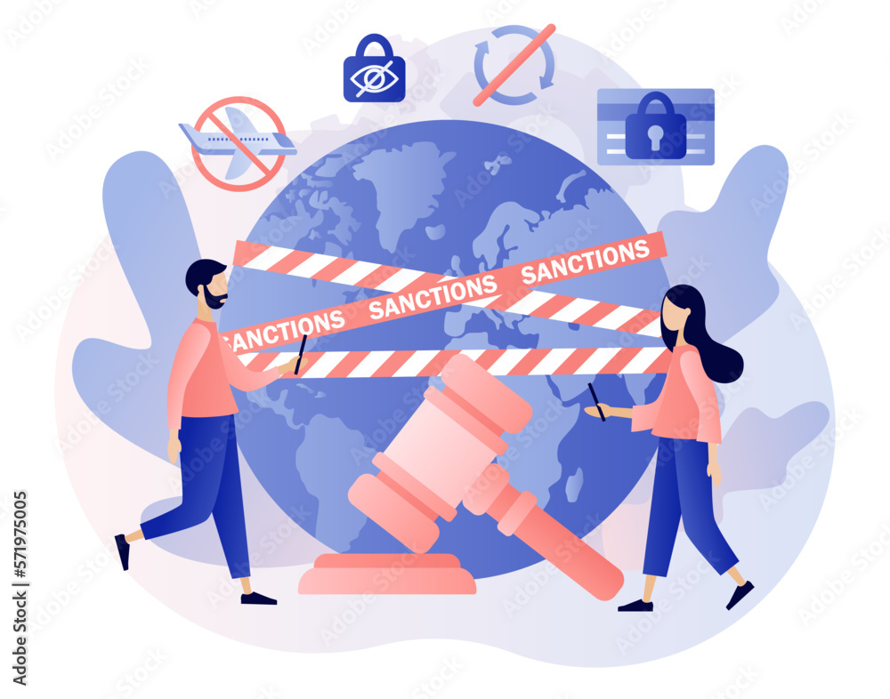 Economic sanctions. Protect International law. Limit, ban or stop ...