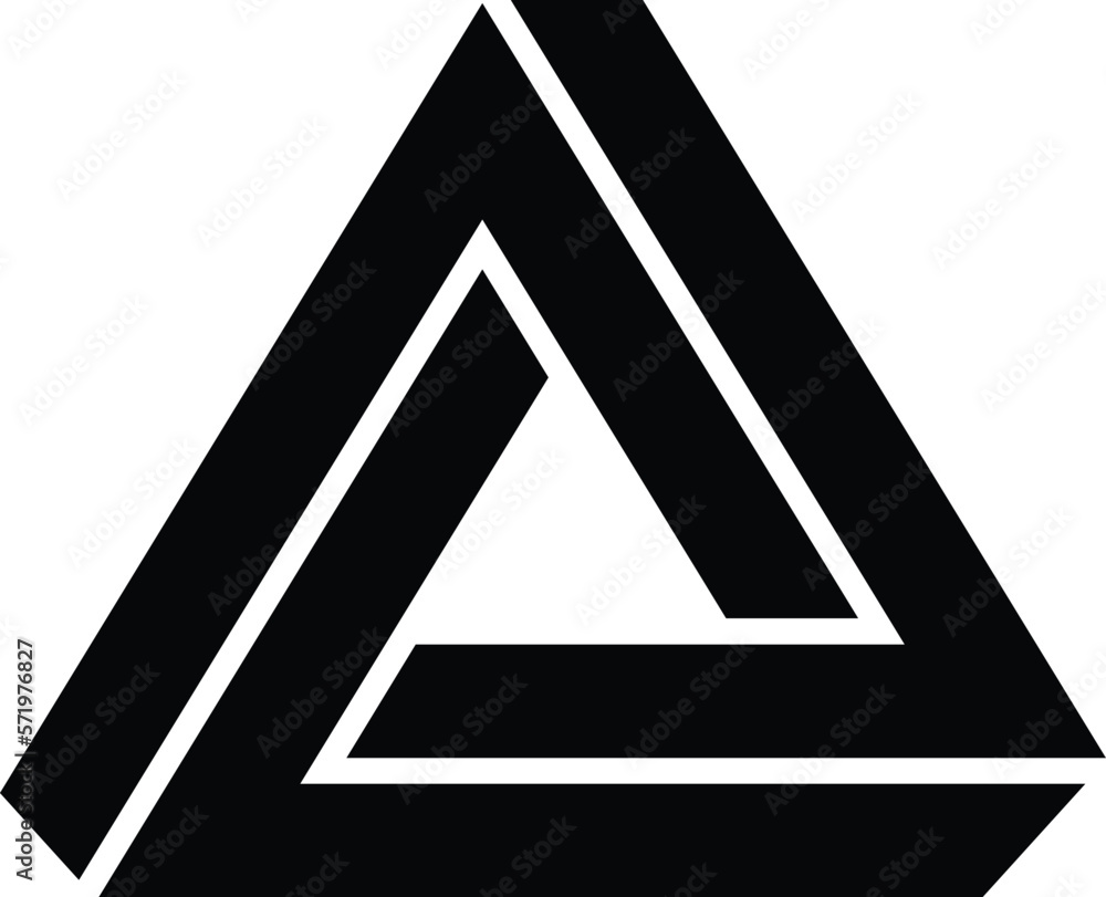 Penrose triangle icon. Geometric 3D object optical illusion. Black ...