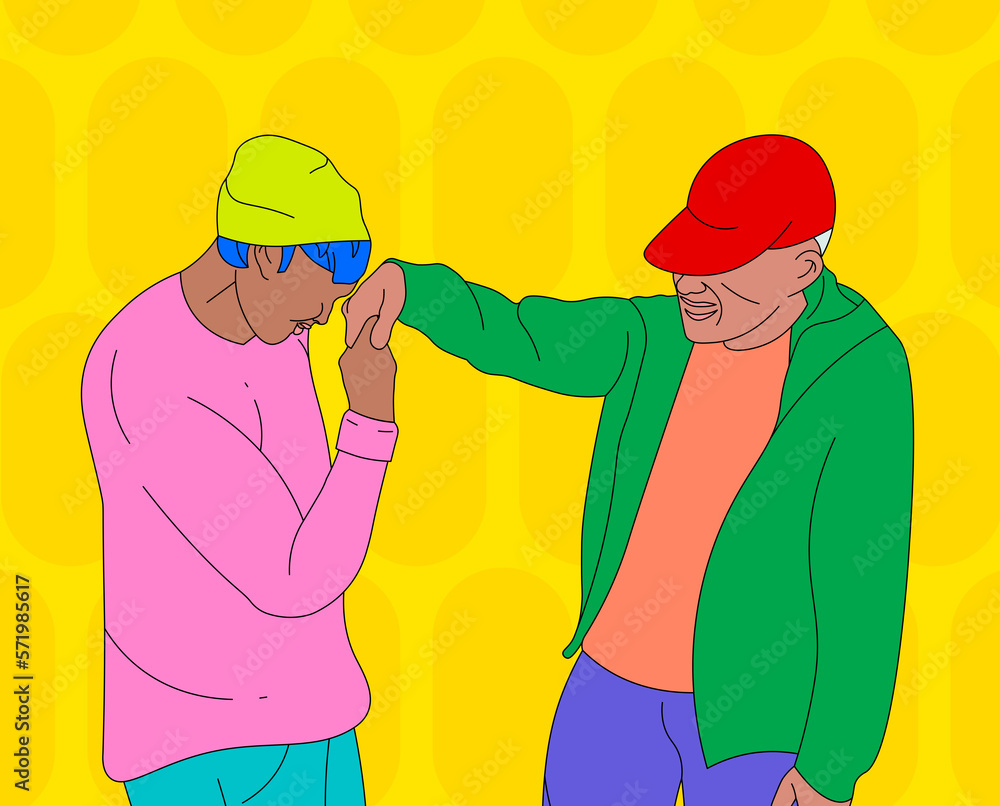 Lolo/ grandpa giving a Filipino blessing (mano po) to a boy on a yellow ...