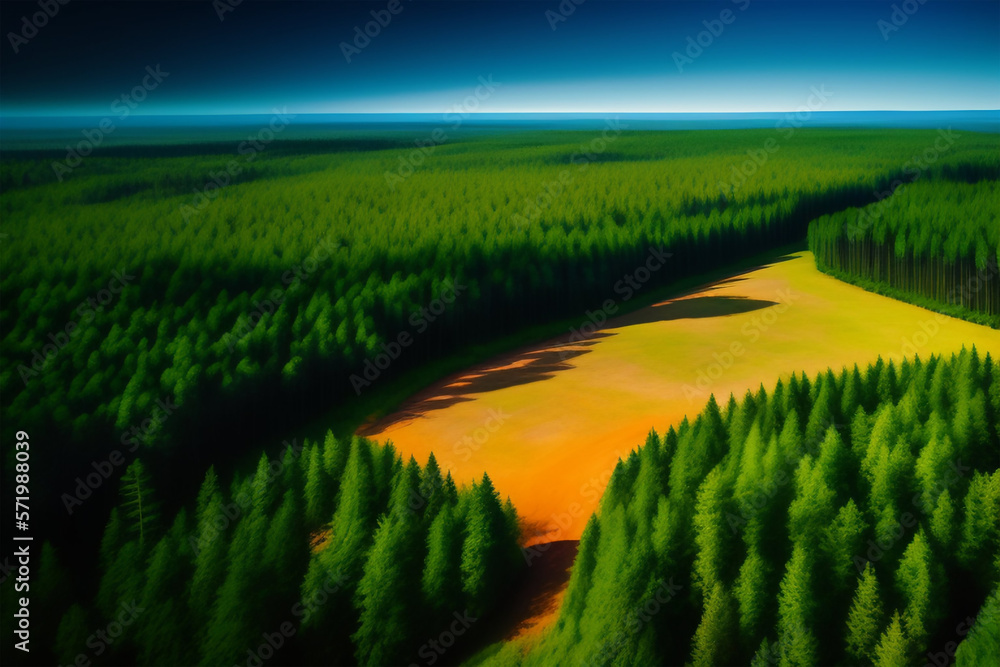 ILUSTRACION DE BOSQUES CON PARTES SIN ARBOLES CONCEPTO DE DEFORESTACION ...