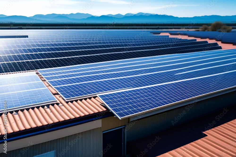 ILUSTRACION DE PANELES SOLARES EN UN CAMPO. CONCEPTO DE ENERGIA ...