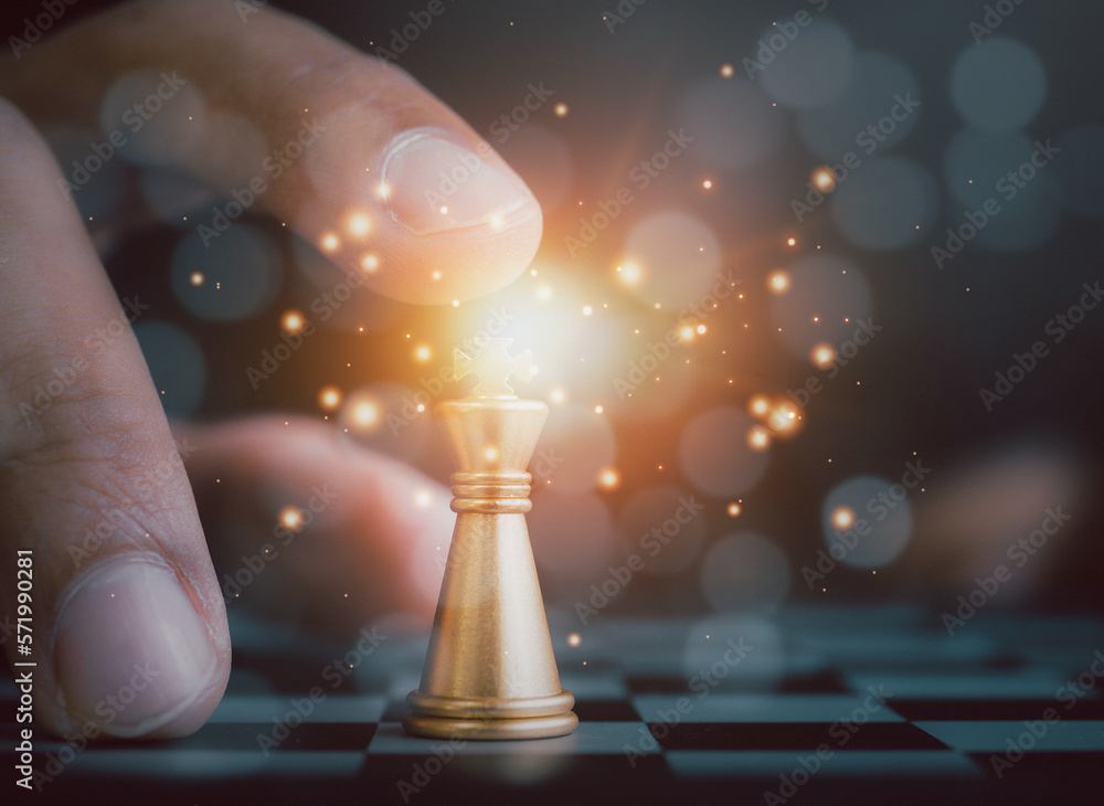 Disruption and leadership concept. Stand of golden king chess Winner of ...
