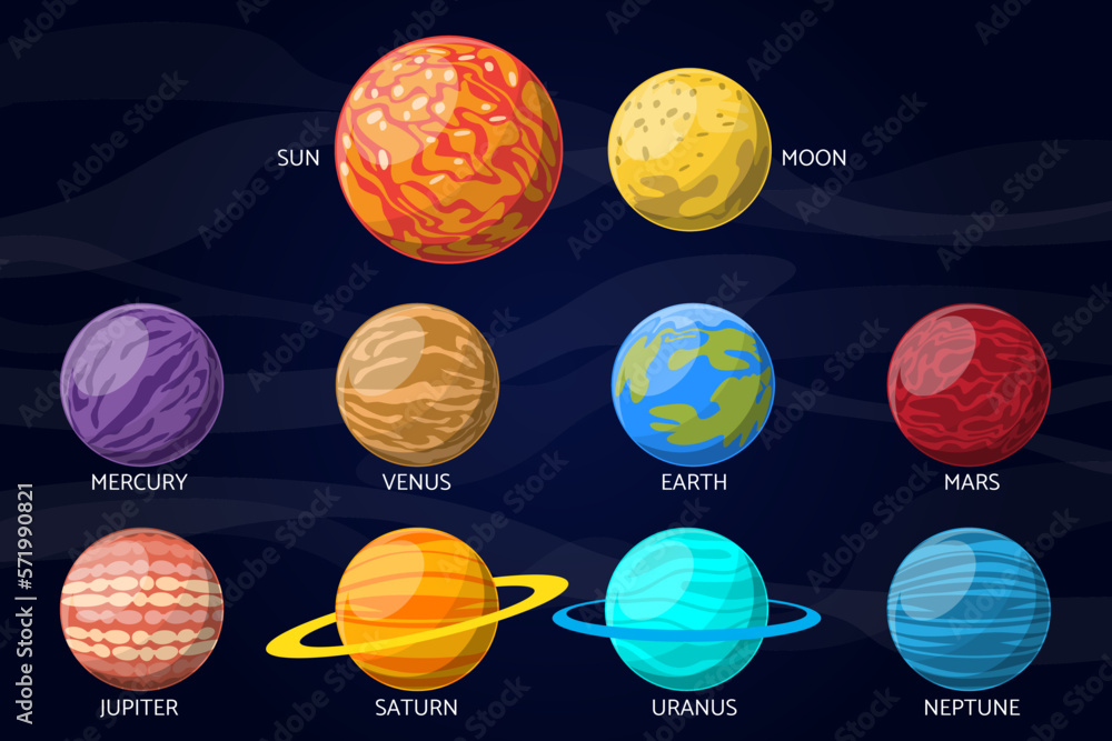 Solar system planets cartoon observatory small planets pluto venus ...
