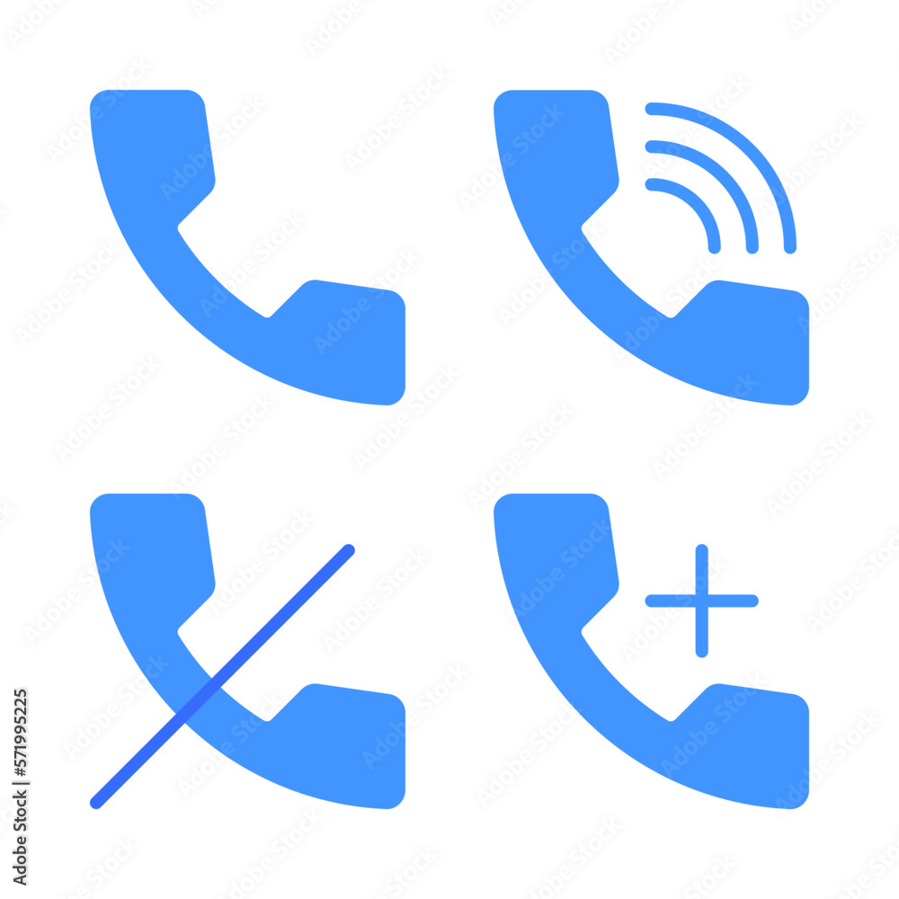 User Interface icons set. Telephone, phone ringing, phone rejected, add ...