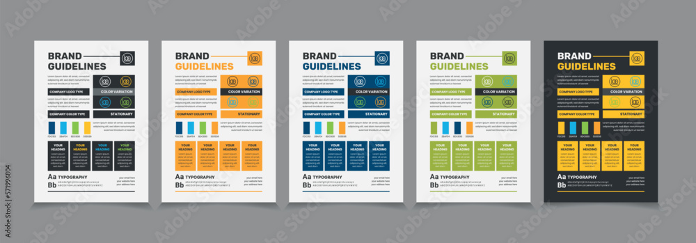 A4 Brand Guidelines Poster Layout Set, Simple style and modern Brand ...
