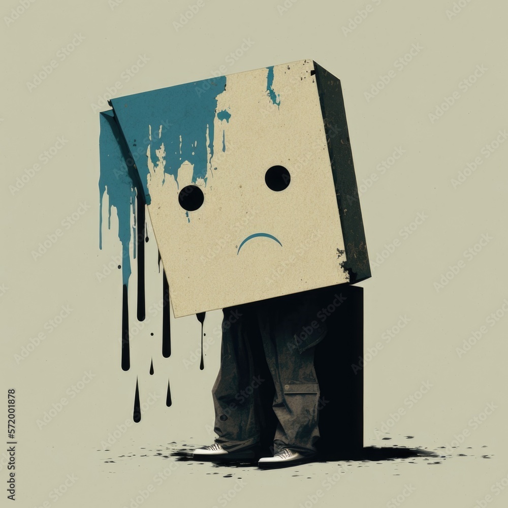 Digital collage modern art of human emotions, ashamed embarrassed ...