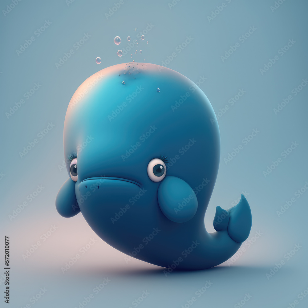 Cute little whale character illustration. Generative AI Stock Illustration | Adobe Stock
