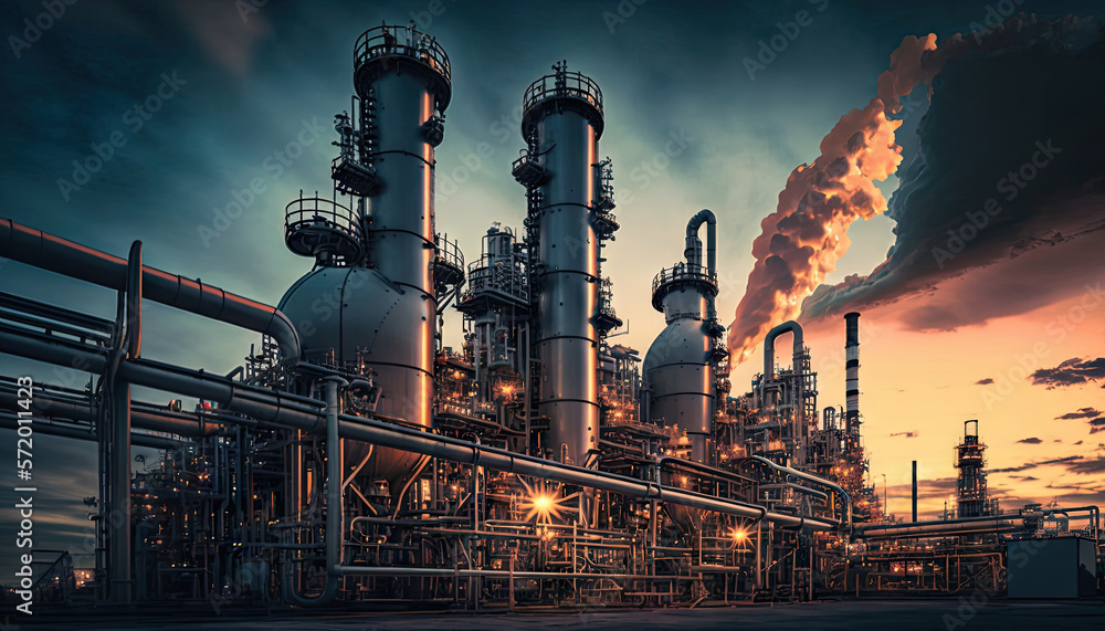 Factory station, oil fuel storage tank, petroleum refinery, manufactory ...