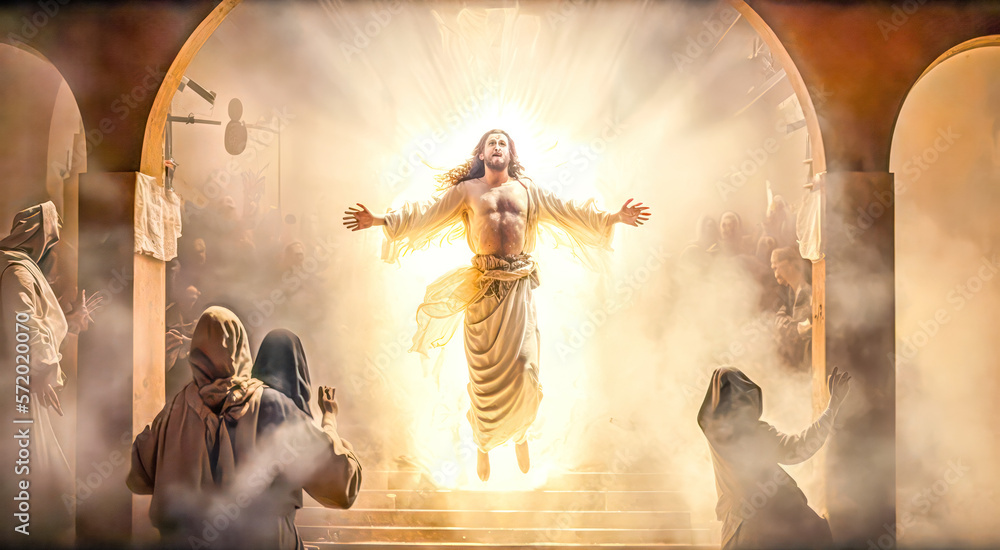 Jesus Auferstehung von den Toten Ostern Abstrakte Surreale Illustration Grafik Geneerative AI ...