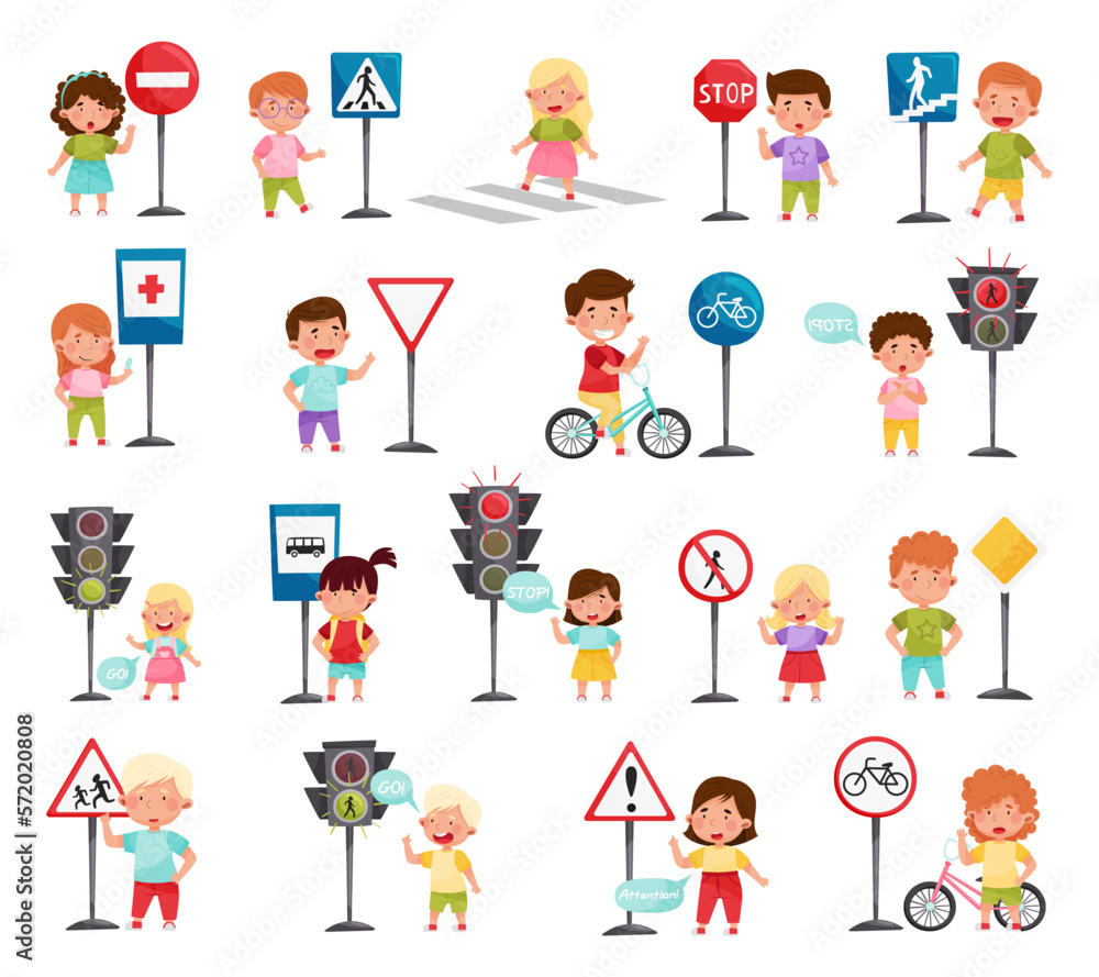 Traffic Road Education with School Kids Learning Safety Rules Big ... Traffic Road Education with School Kids Learning Safety Rules Big ...