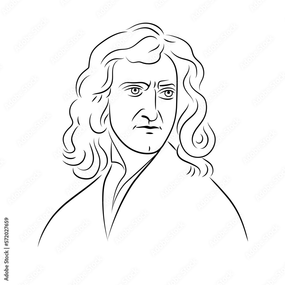 Portrait of Isaac Newton. Mathematician, Physicist, Astronomer ...