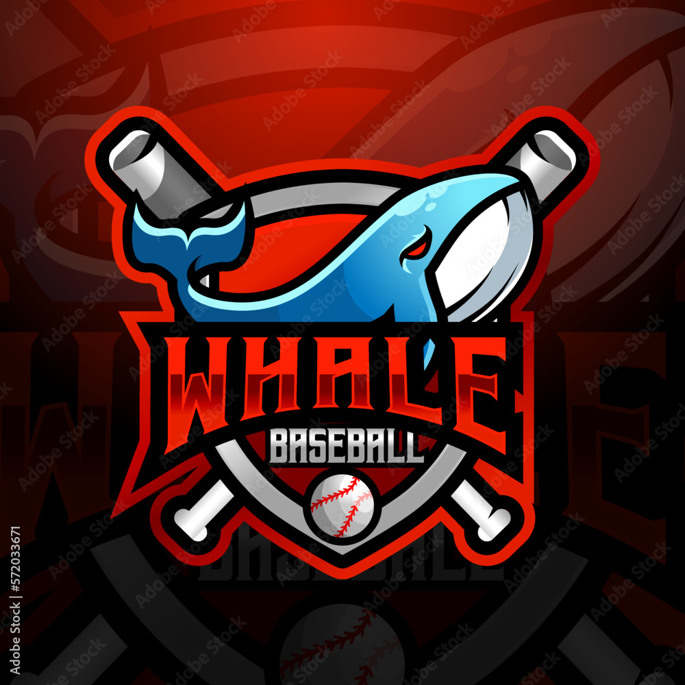 Whale mascot baseball team logo design vector with modern illustration ...