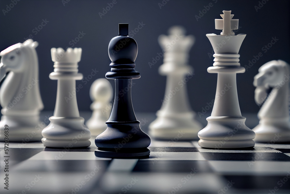 Chess king on chess board game with chess figures. AI Generated Stock ...