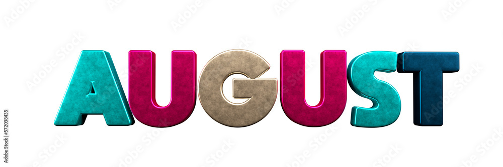Bold and Colorful 3D August Text Illustration in Shades of Magenta ...