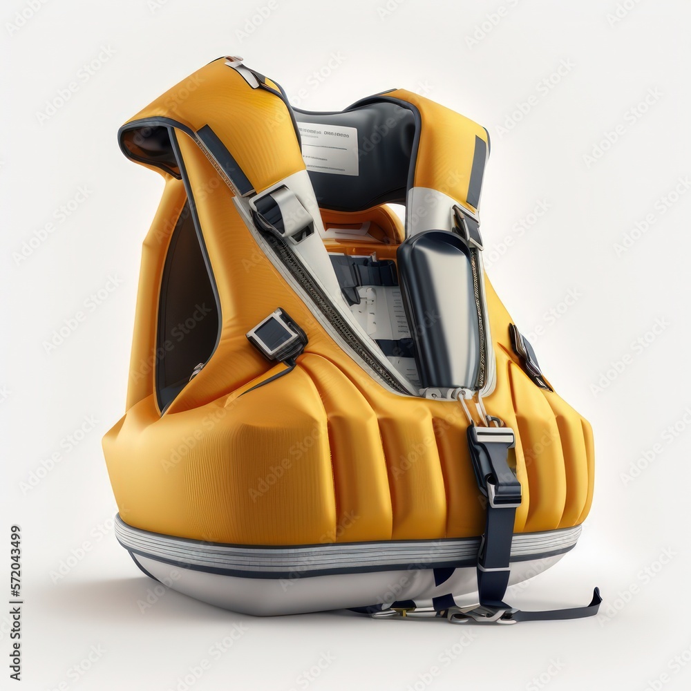 Detailed illustration of a modern safety buoyant personal floatation ...