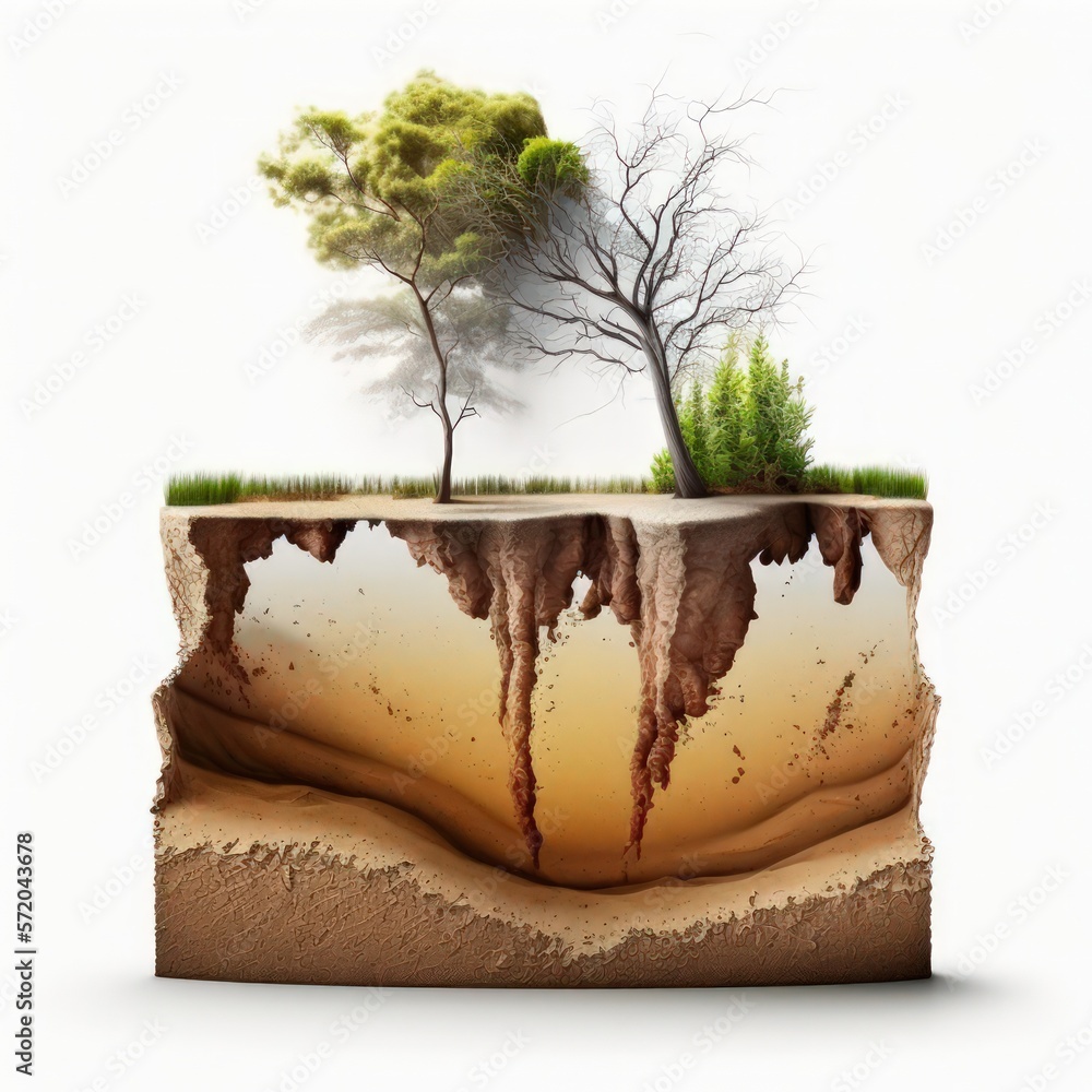 Detailed illustration of soil erosion climate change global warming ...