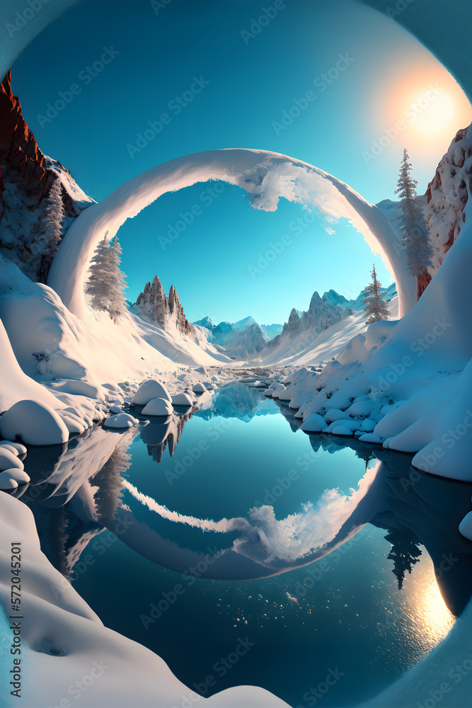 Surreal winter wonderland Stock Illustration | Adobe Stock