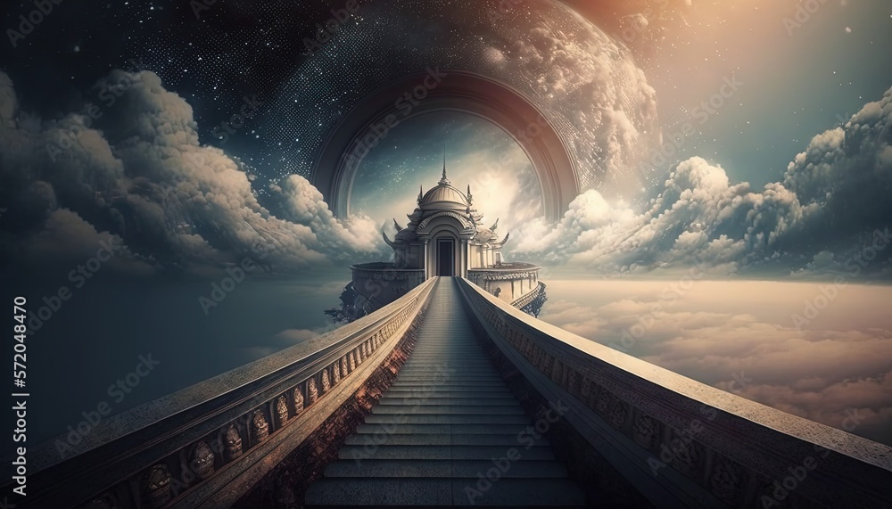 way path to heaven kingdom, holy sacred road to heaven, or sci-fi high ...