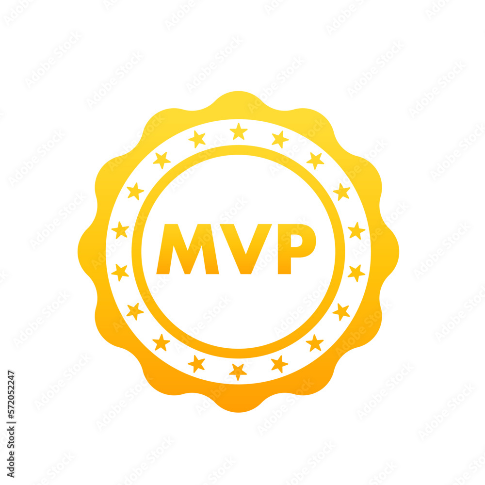 MVP luxury stamp, award gold medal on a white isolated background ...