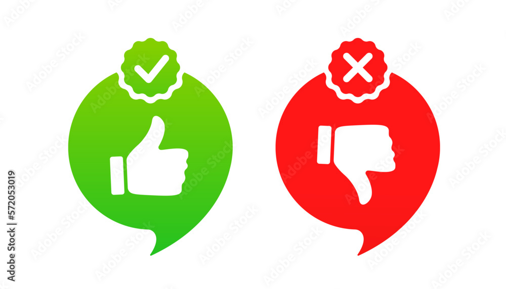 Thumbs up and thumbs up flat icon. I like it and I don't like it. Do's ...