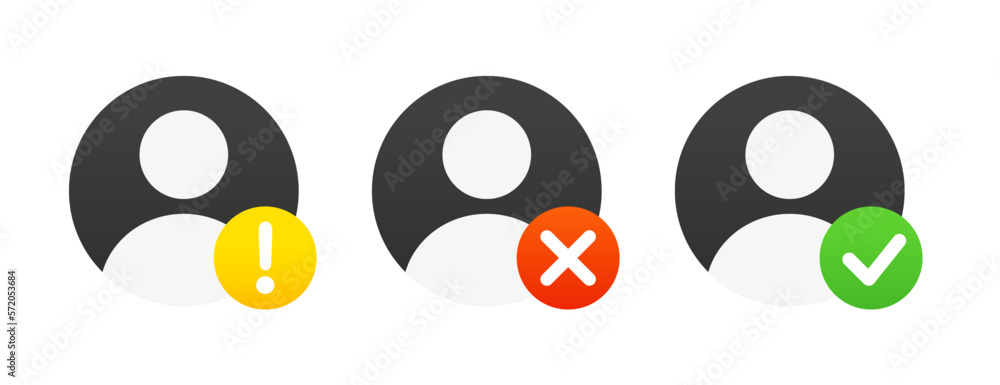 User account confirmation approved and disapproved. Human silhouette ...