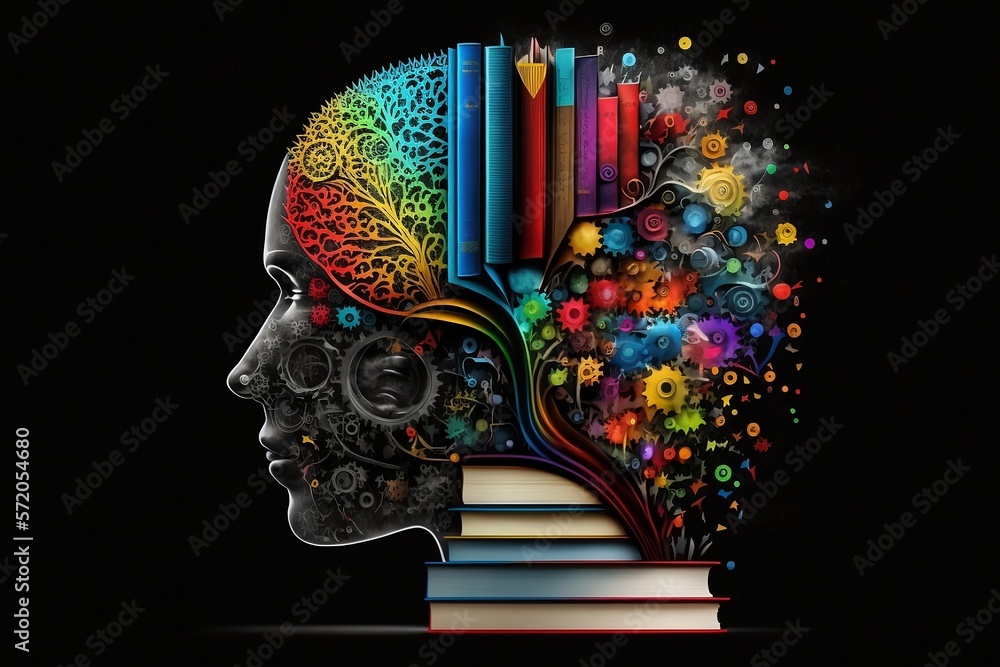 knowledge goes beyond the imagination - illustration, education collage ...