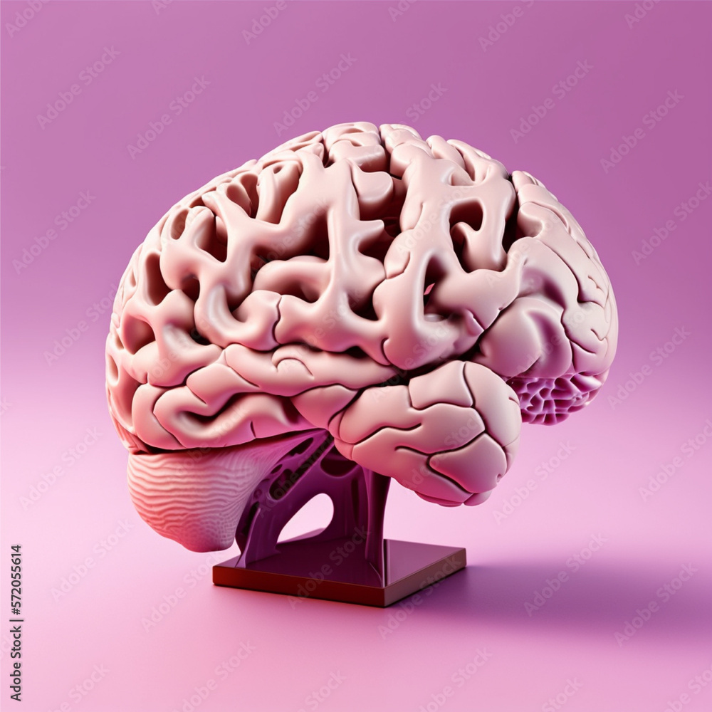 Plastic model of human brain, isolated created with Generative Al ...