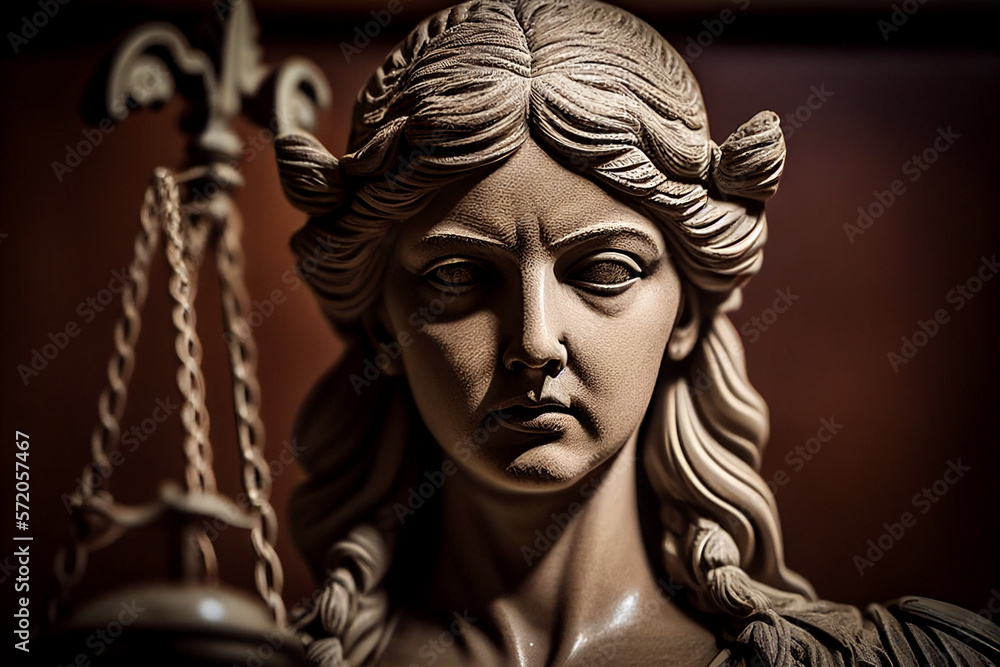 Scales of Themis. Sculpture of Themis, mythological Greek goddess ...