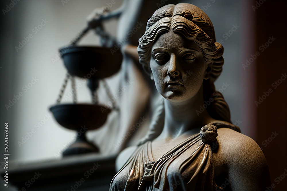 Scales of Themis. Sculpture of Themis, mythological Greek goddess ...