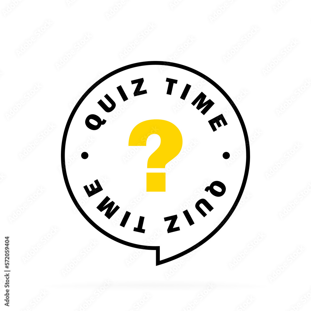 Quiz time circle message bubble with question mark emblem. Banner ...