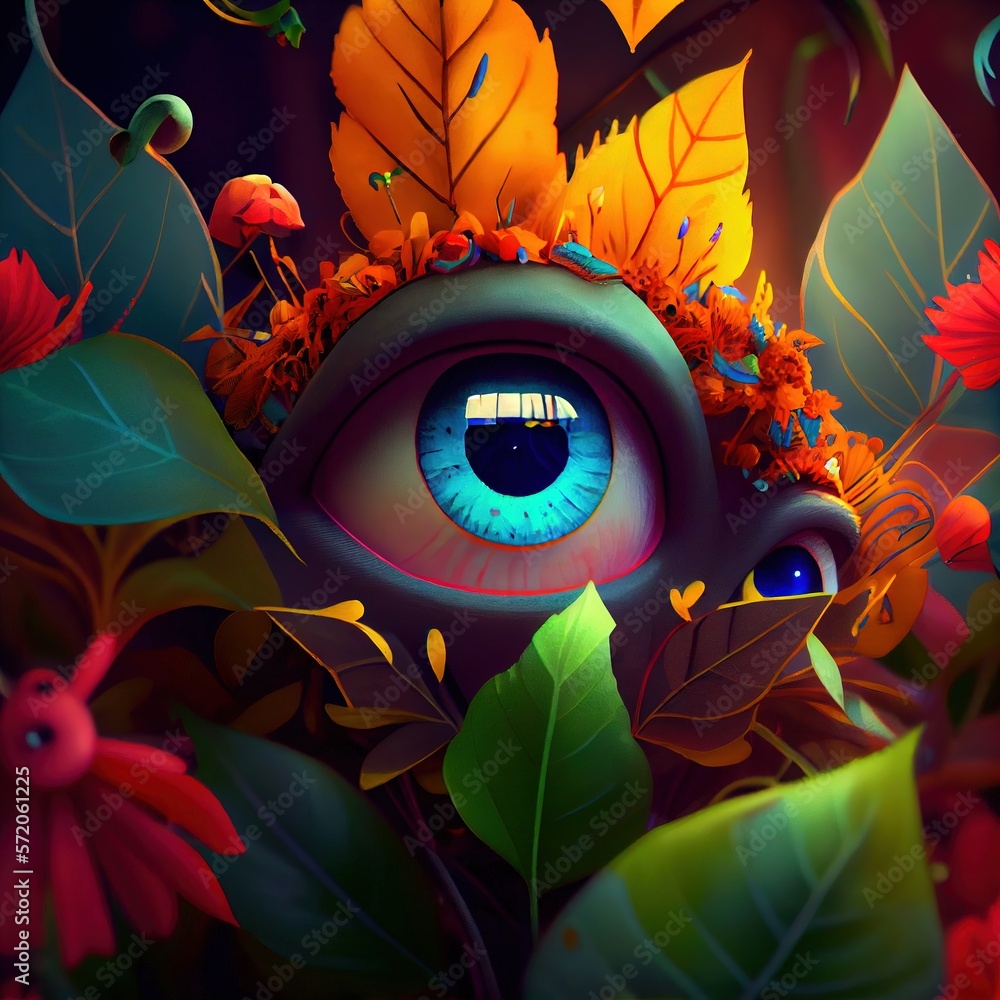 A bizarrely beautiful alien eye in the midst of alien plants. An alien ...