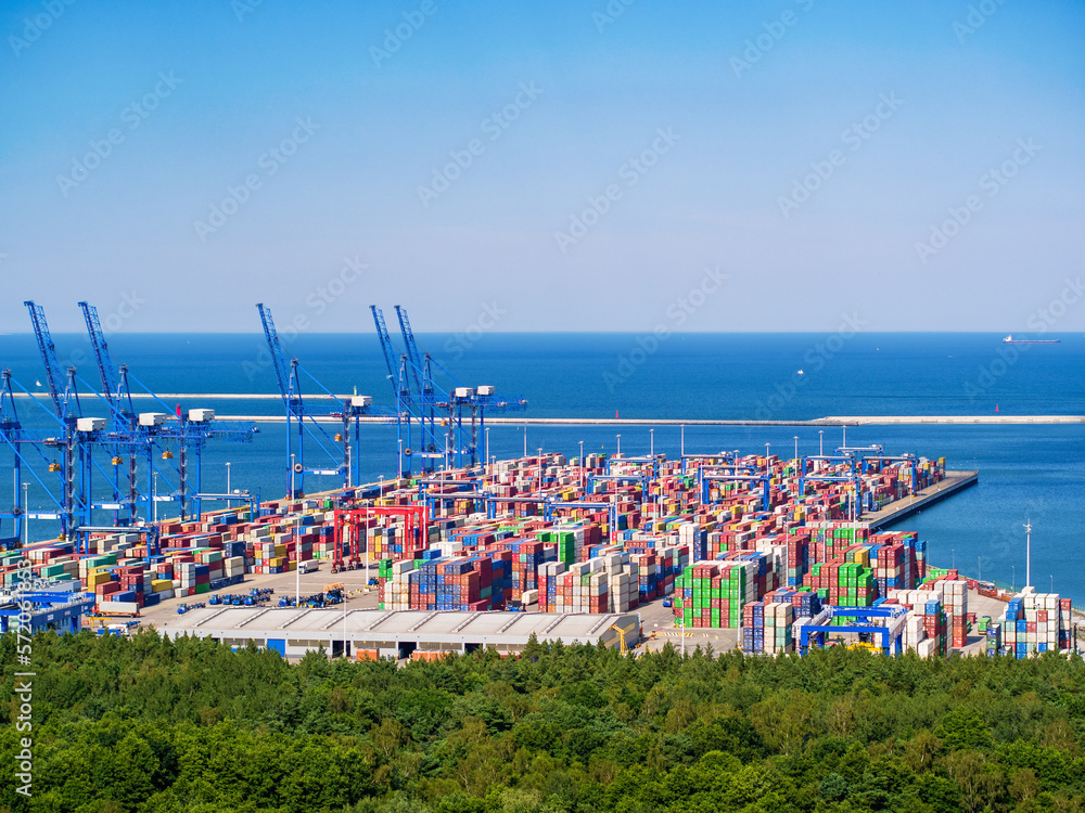 Deepwater Container Terminal in Northern Port, Gdansk, Poland. Aerial ...