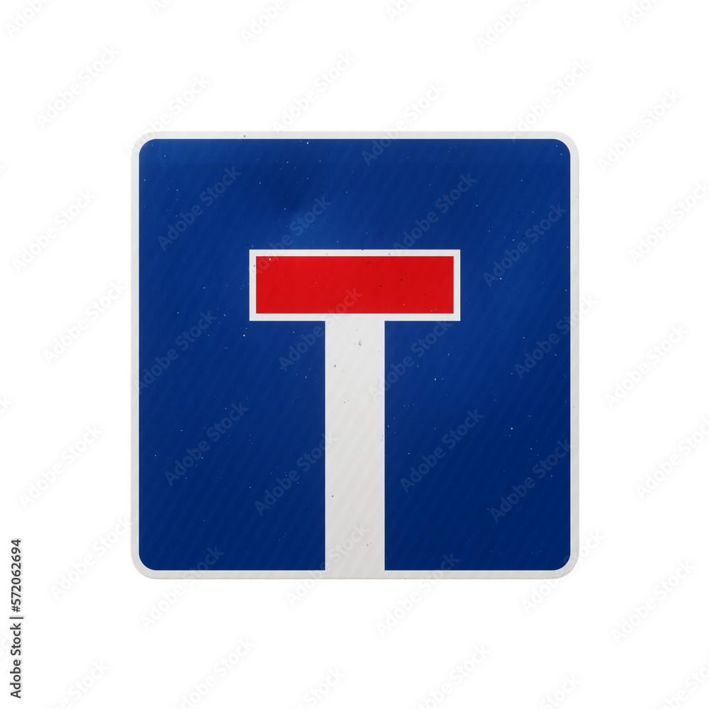 Dead end European road sign isolated on transparent background. 3D ...