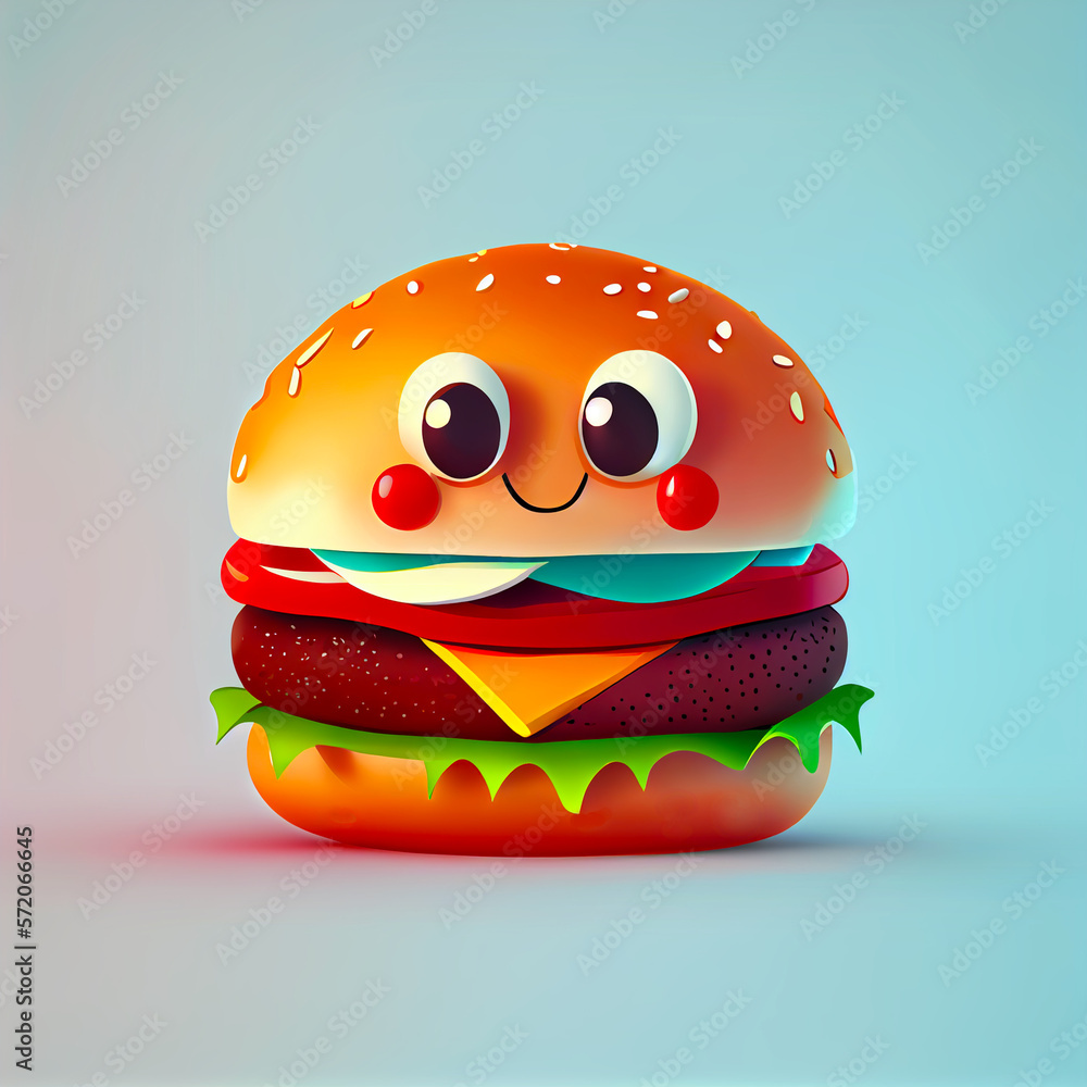 Happy cartoon hamburger character Generative AI Stock Illustration ...