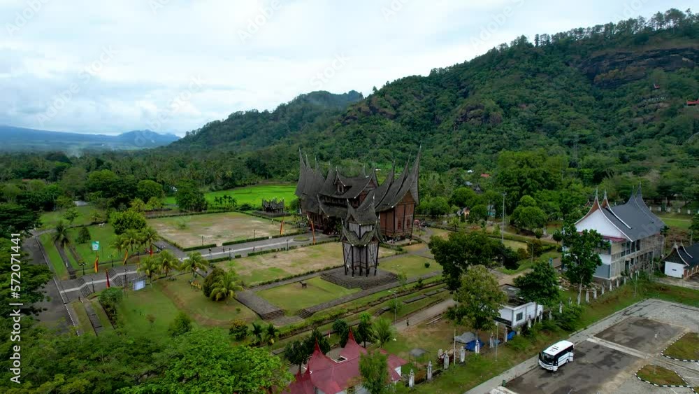 Aerial view of Istano Baso Pagar Ruyung, a heritage building with ...