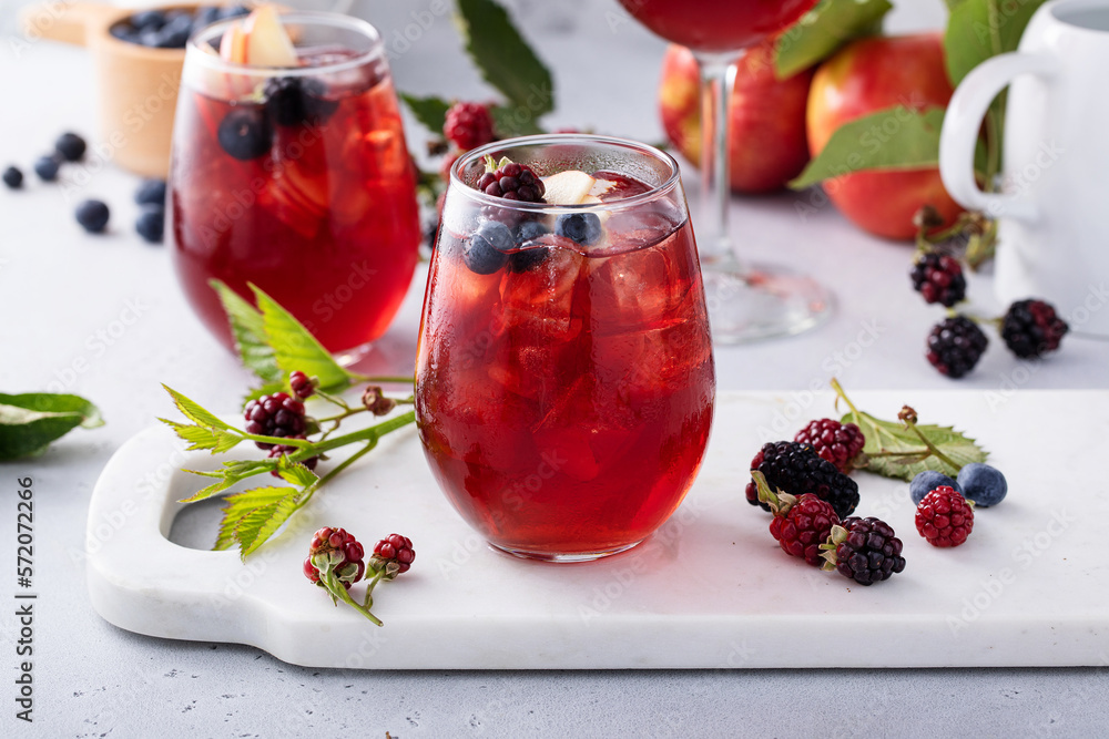 Berry and apple red vine sangria, refreshing summer drink Stock Photo ...