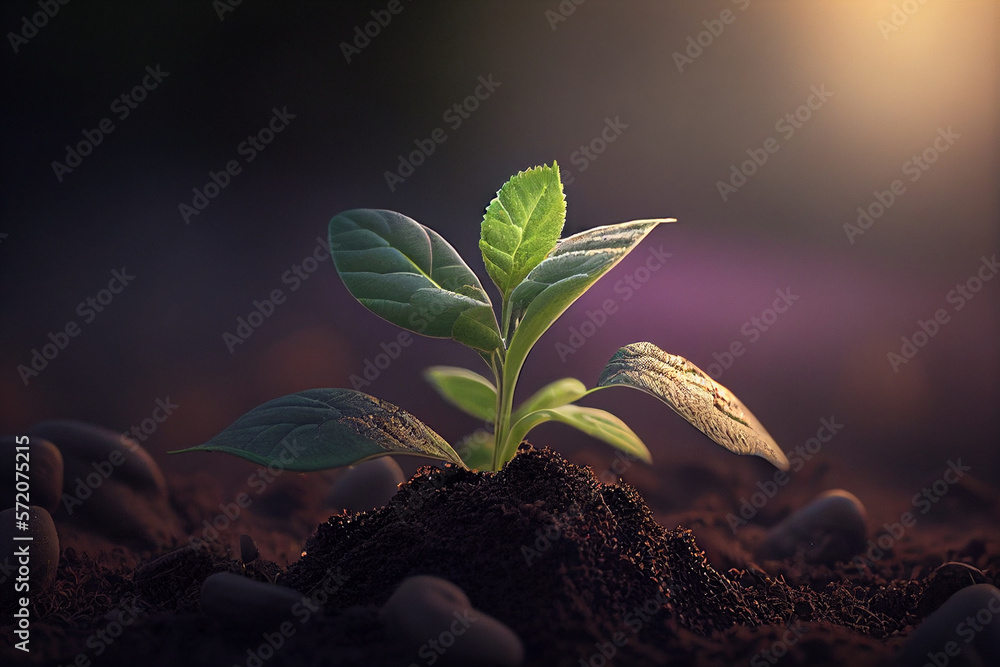 The seedlings are grown in rich soil under the early morning sun ...