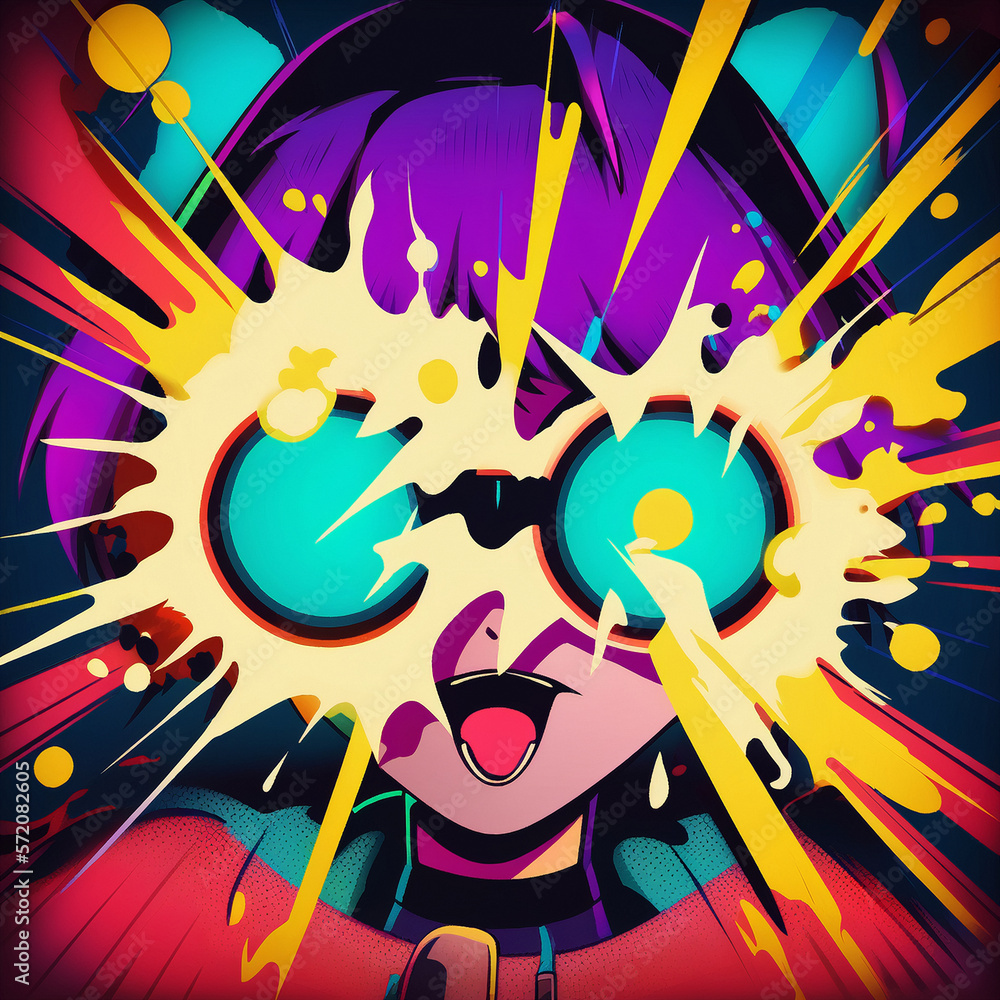Colorful Character In Anime Style High Quality Illustration Stock