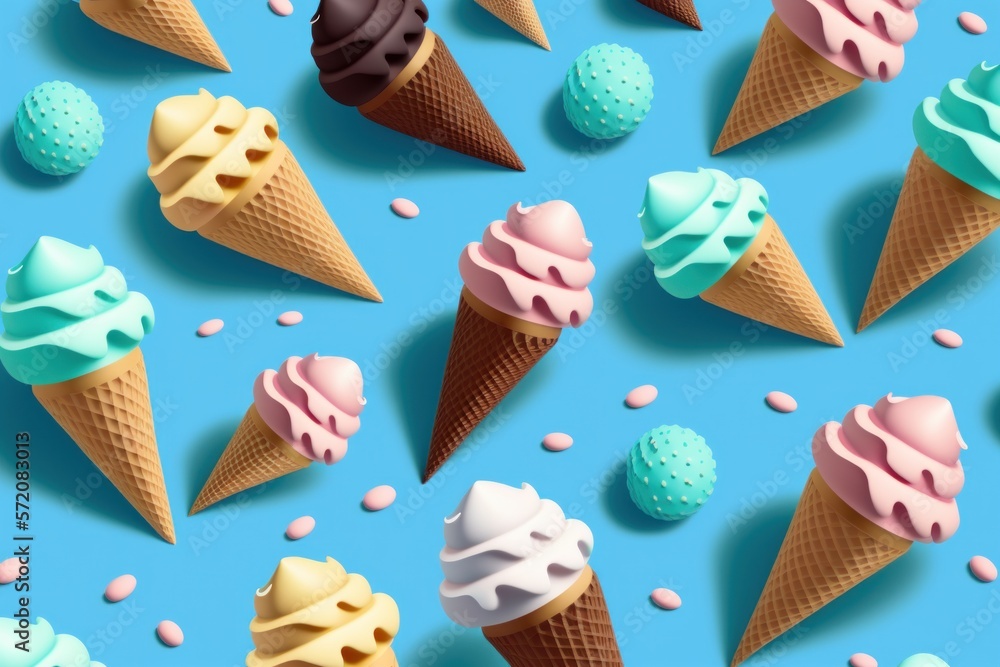 Fondo divertido helados color azul, creado con IA generativa Stock ...