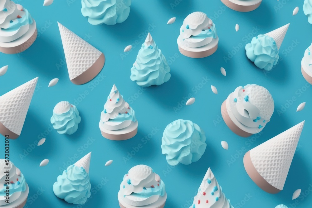 Fondo divertido helados color azul, creado con IA generativa ...