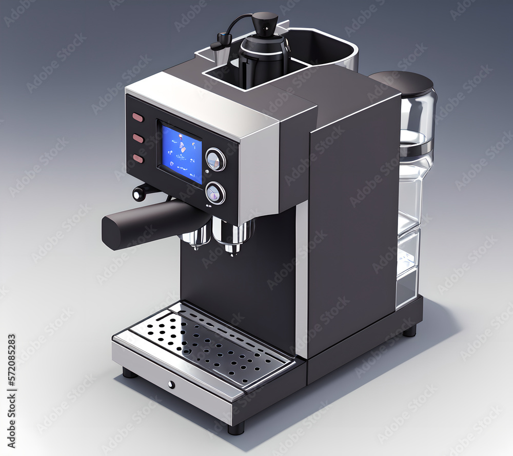 Espresso Coffee Machine on sleek background. Isometric view of Electric ...