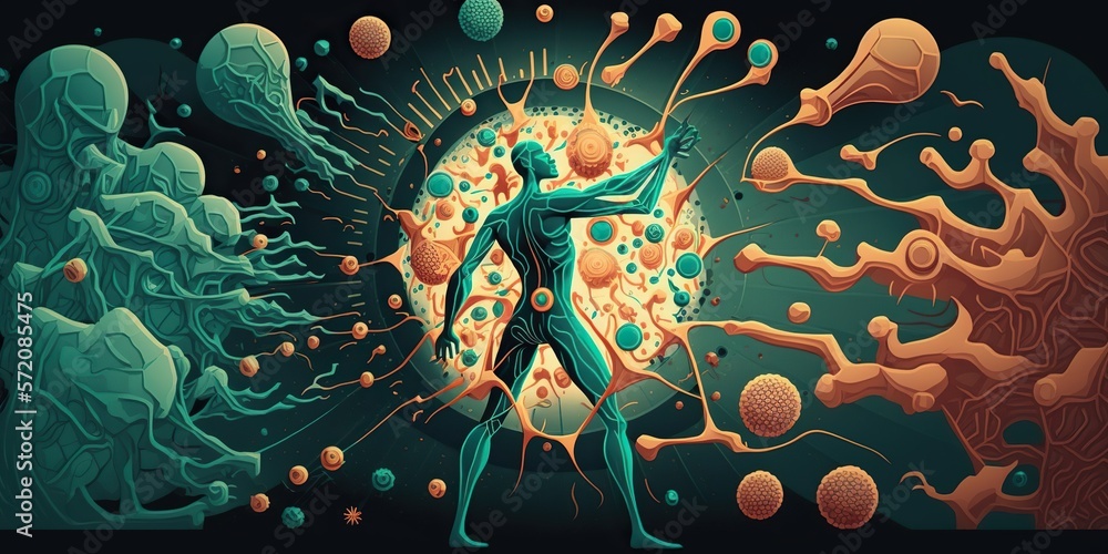 ภาพประกอบสต็อก Stylized abstract illustration of human immune system ...