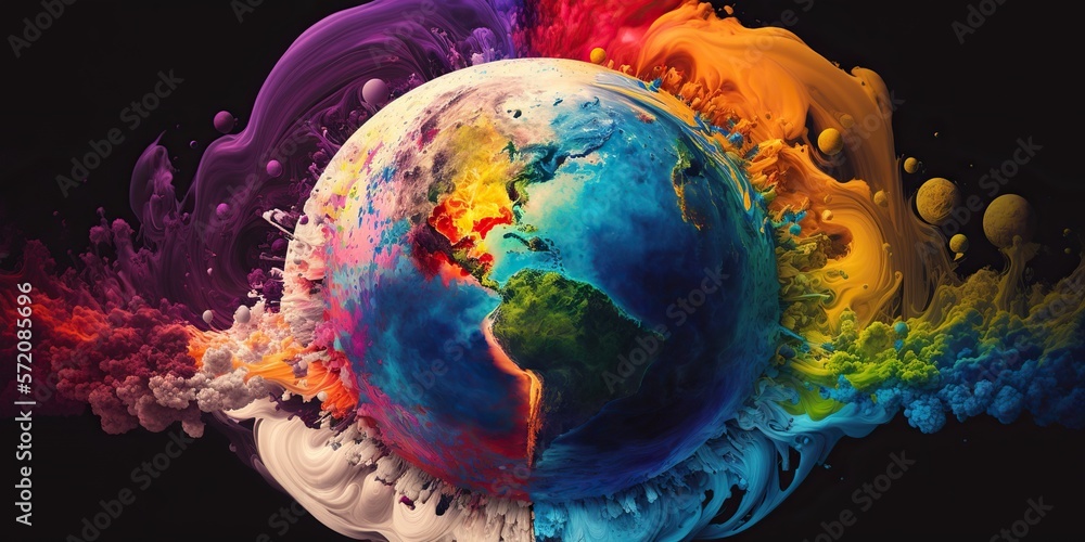 Explosion of color, a kaleidoscope of destruction as impact of global ...