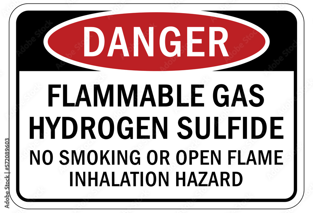 Hydrogen chemical warning sign and labels flammable gas hydrogen ...