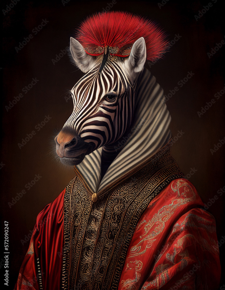 Royal Portrait of a Zebra Dressed as a British King | Generative AI ...